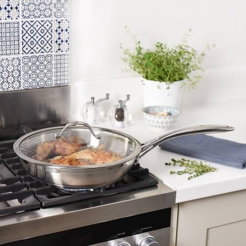 Professional Stainless Steel Frying Pan Set Uncoated 3 Piece ...