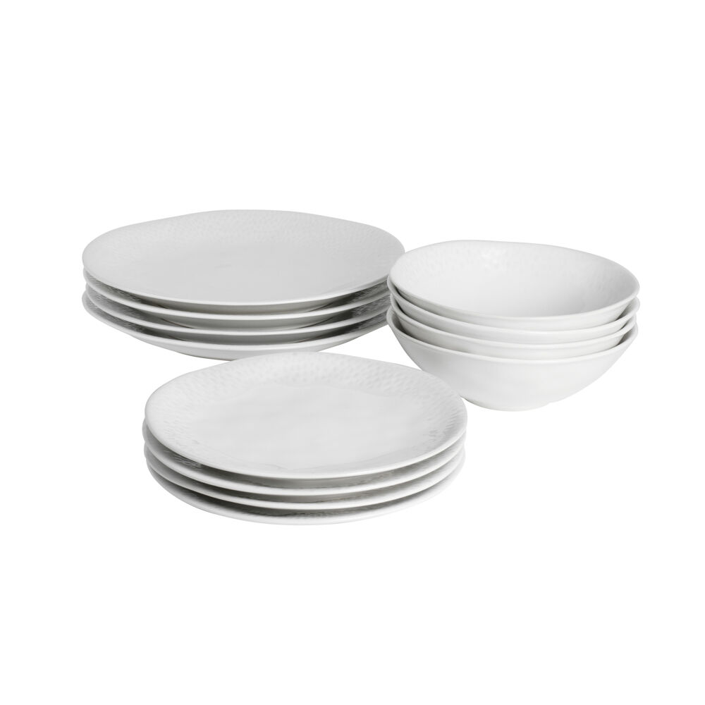 Malmo White Teardrop Dinner Set 12 Piece | ProCook