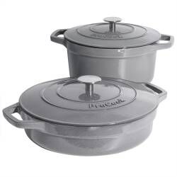 Cast Iron Casserole Set 24cm and 28cm Graduated Red | Cast Iron ...