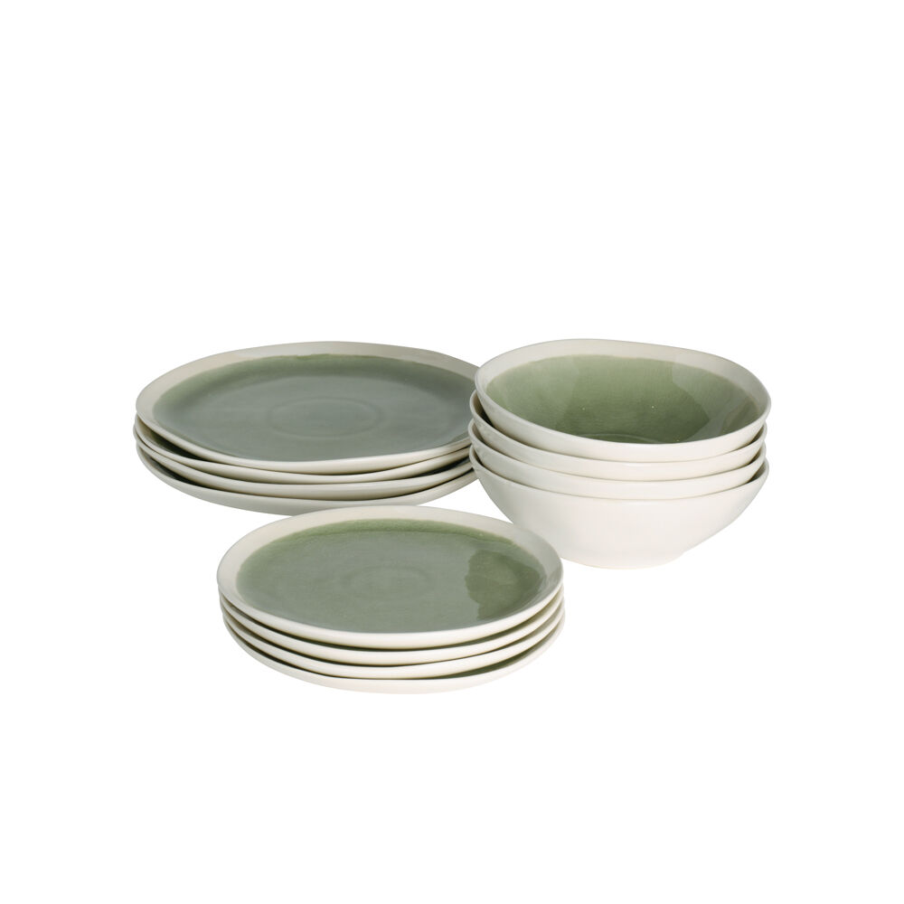 Sonoma Green Stoneware Dinner Set 16 Piece - 4 Settings | Stoneware ...