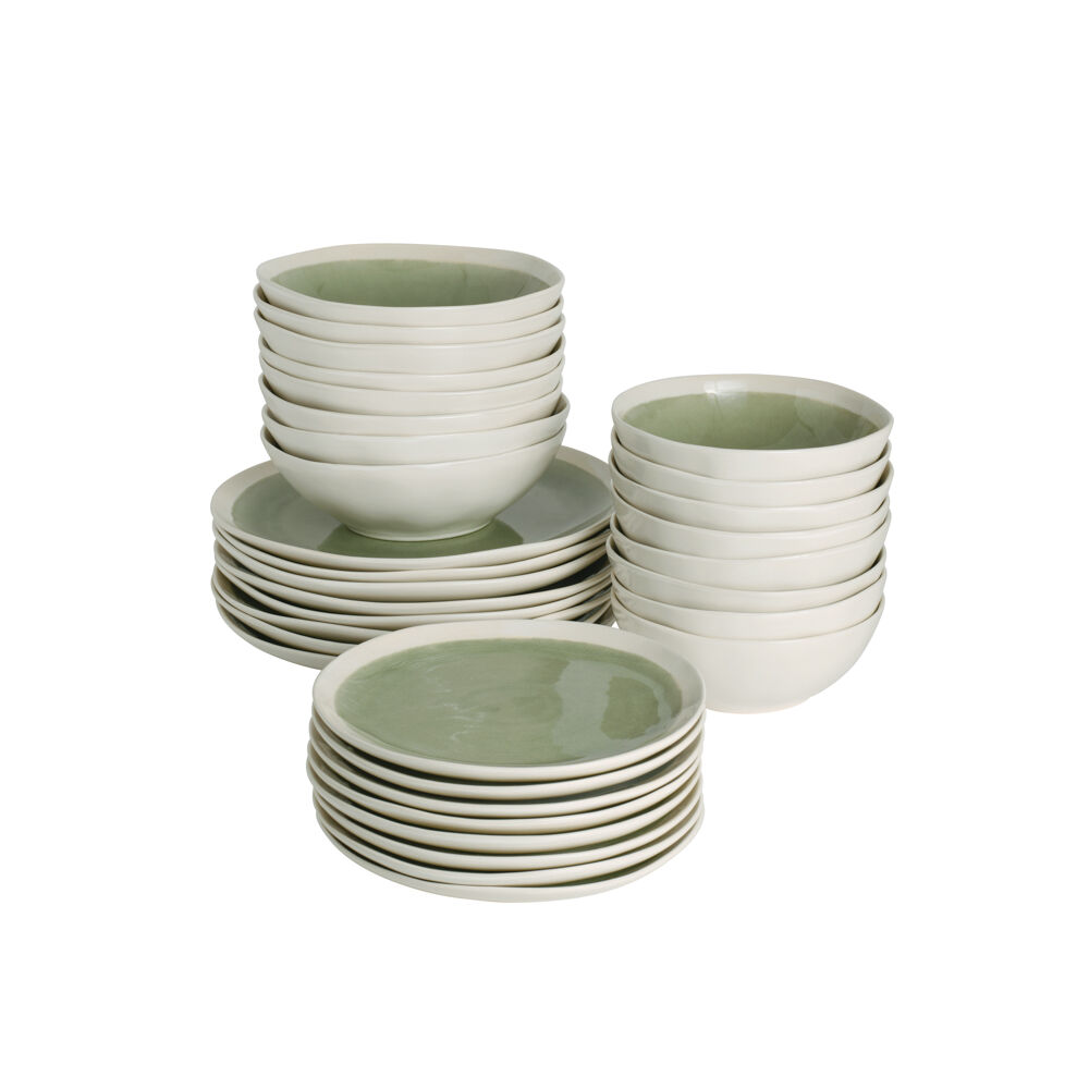 Sonoma Green Stoneware Dinner Set 16 Piece - 4 Settings | Stoneware ...