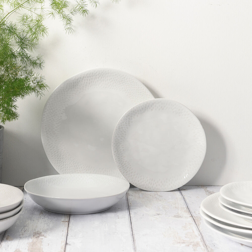 Malmo White Teardrop Dinner Set 12 Piece - 4 Settings with Cereal Bowls ...