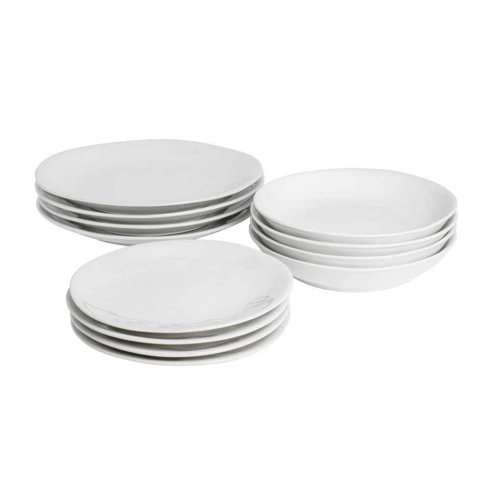 Malmo White Teardrop Dinner Set 12 Piece - 4 Settings with Cereal Bowls ...