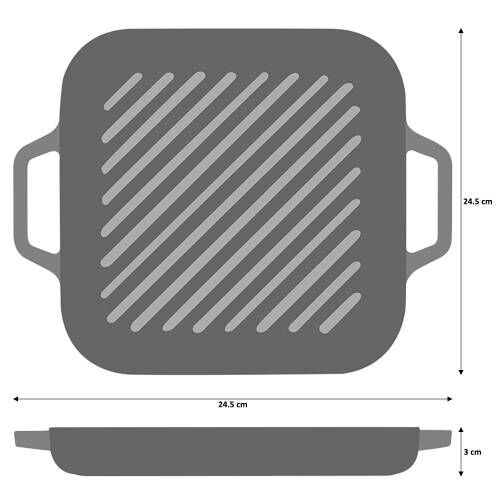 Cast Iron Square Griddle 26x26cm Matte Black | ProCook Cast Iron from ...