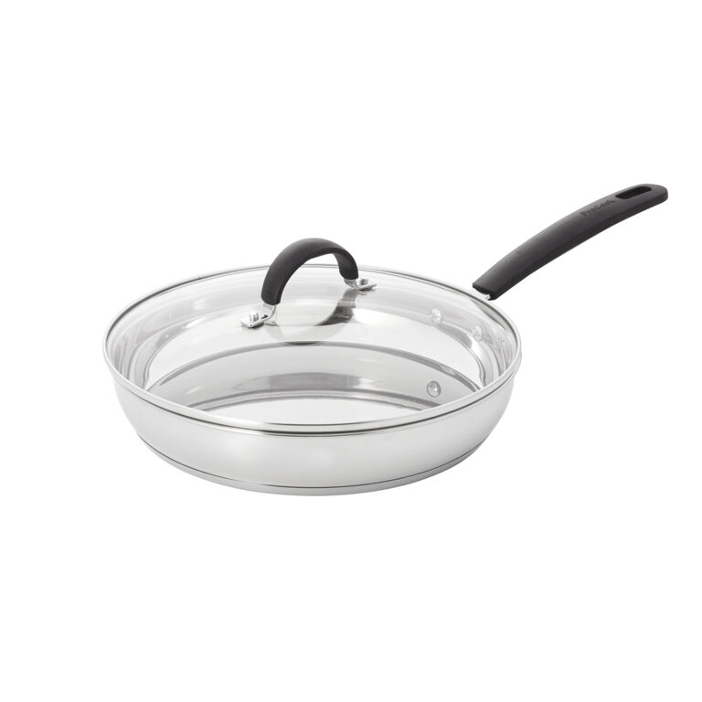 Gourmet Stainless Steel Frying Pan with Lid Uncoated 28cm