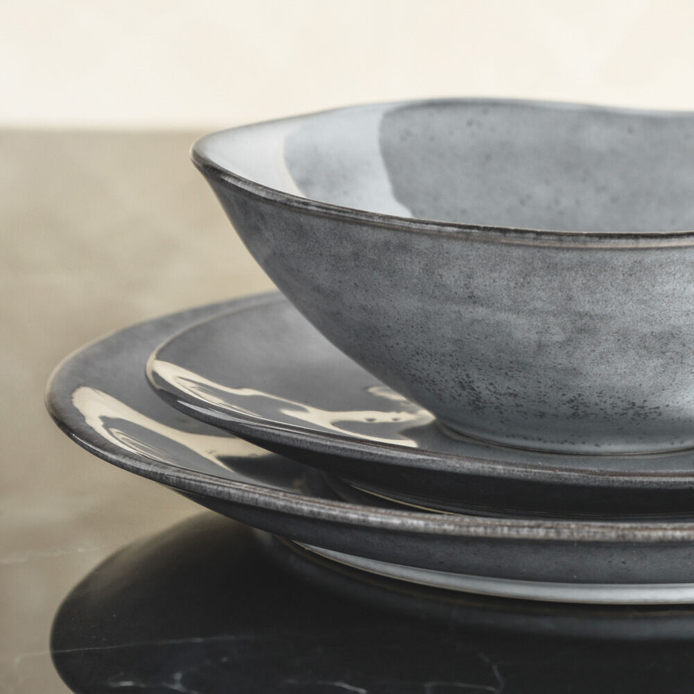 Malmo Charcoal Dinner Set 12 Piece - 4 Settings with Cereal Bowls ...