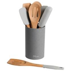 Designpro Wooden Utensil Set 4 Piece Grey | Utensil Sets from ProCook