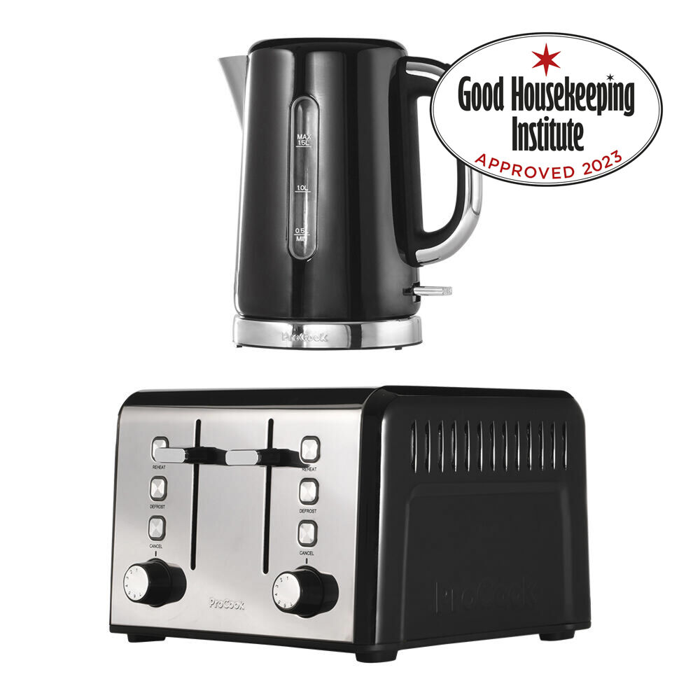 Black Kettle and Toaster Set 4 Slice | ProCook