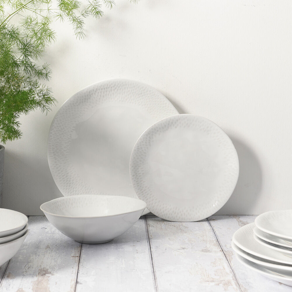 Malmo White Teardrop Dinner Set 12 Piece - 4 Settings with Cereal Bowls ...